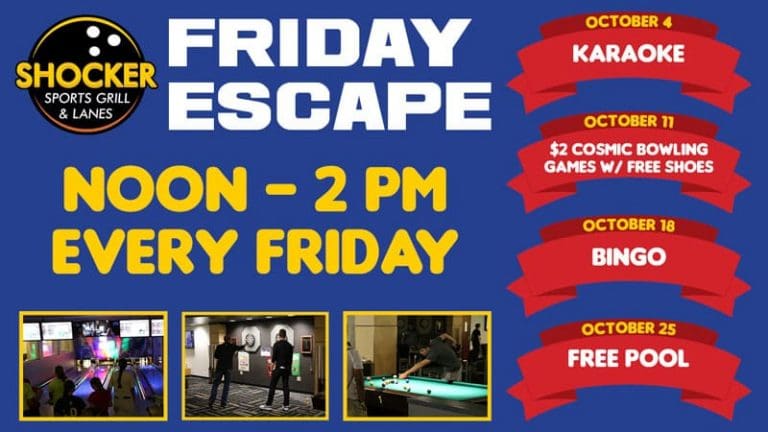 Enjoy new Friday Escape activities at the Shocker Sports Grill & Lanes ...
